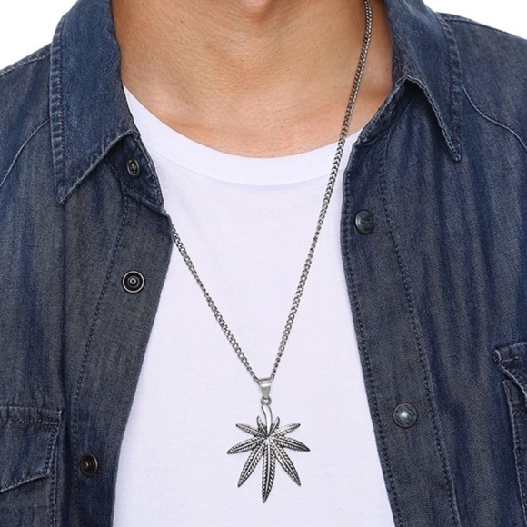 Jewelry | Hemp Leaf Necklace Silver Statement Pot Leaf Chain | Poshmark